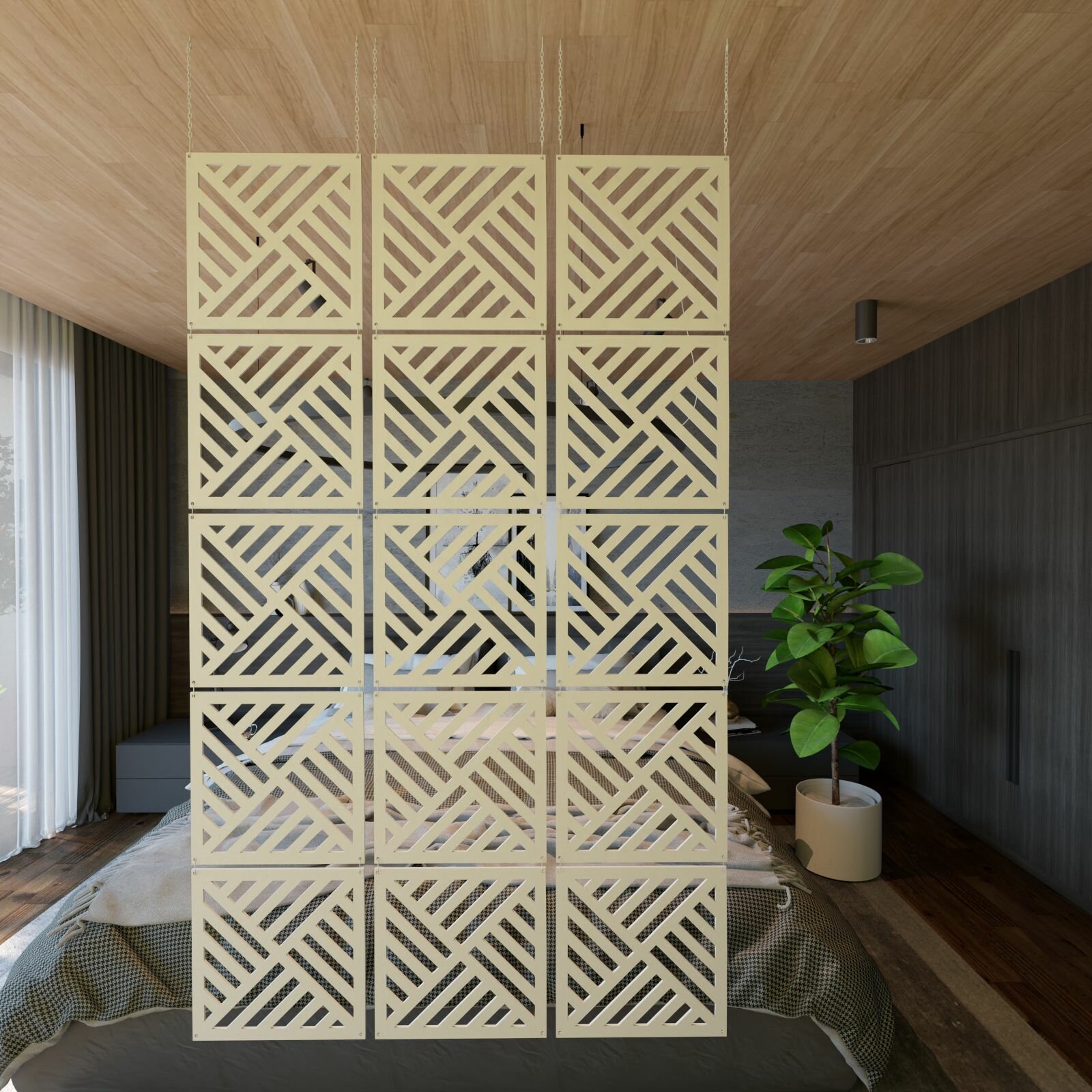Декоративная подвесная перегородка ШиП "Geometry" 2,22 х 1,16 м