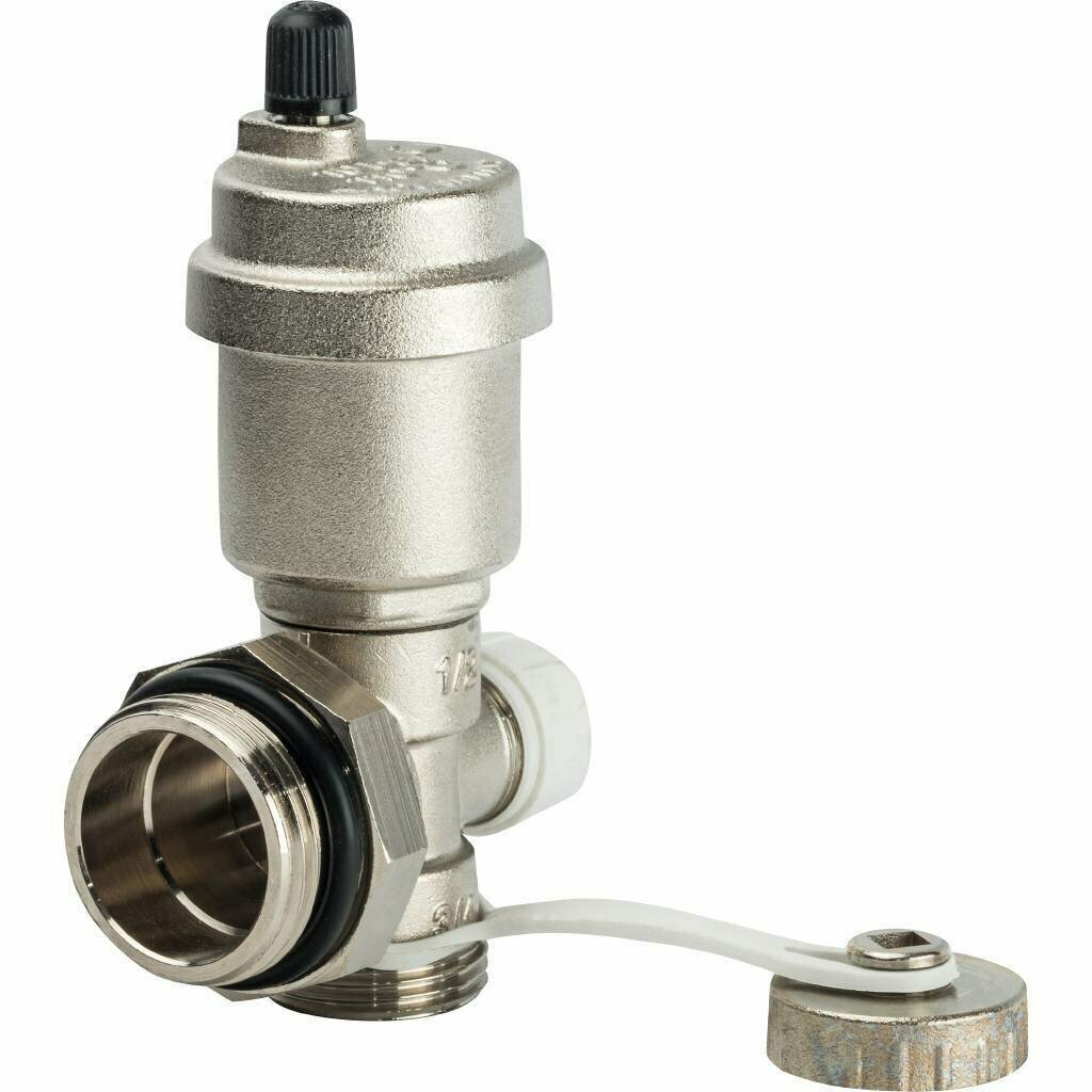 Регулируемый концевой фитинг для коллектора STOUT SMS-1000-010001 с дренажным вентилем, автоматический воздухоотводчик 1"