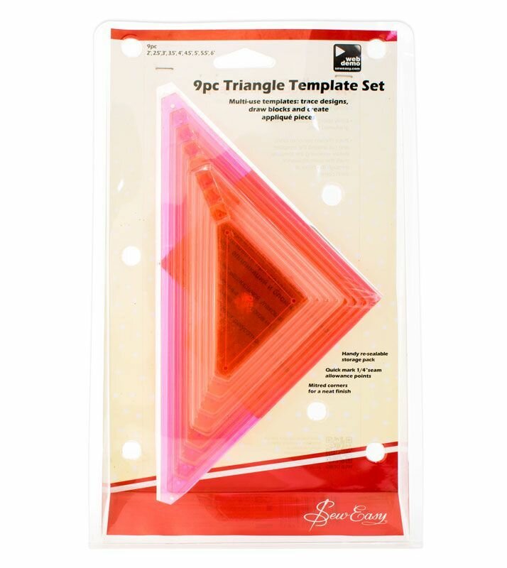 Набор из лекал - треугольников для пэчворка, 9 шт, Hemline, ERGG08. PNK