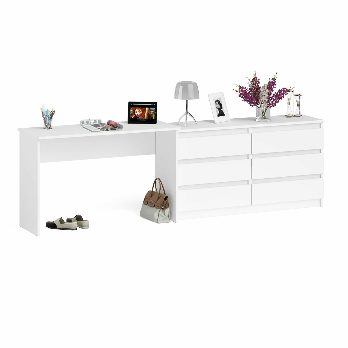 Компьютерный стол для дома, для школьника письменный Спасибо-Мебель 259см белый