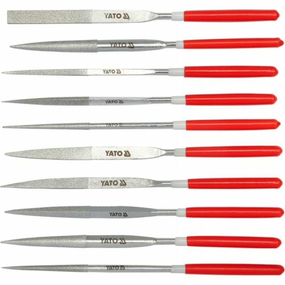 Набор алмазных надфилей YATO 4x160x50 мм 10 предметов YT-6151, 4x160x50мм, из особо