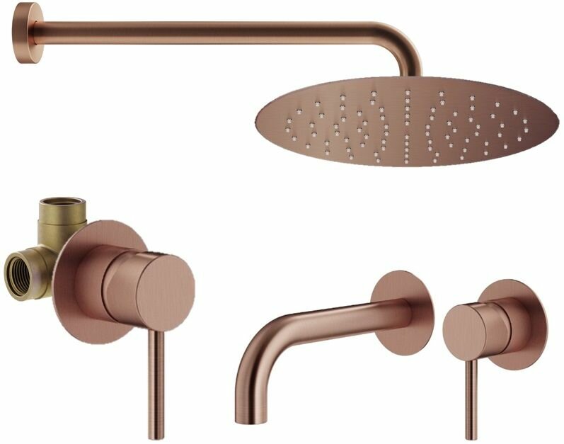 Комплект смесителей для душа Plumberia Selection KITXO01RS210, медь брашированная