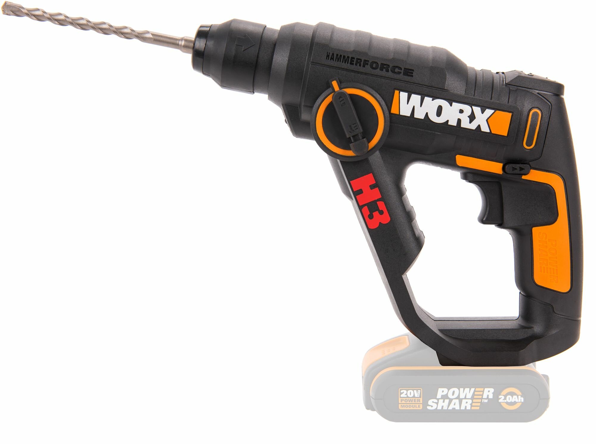 Перфоратор WORX WX390.9, быстрозажимной, без АКБ, с патроном, 20В — фото 1