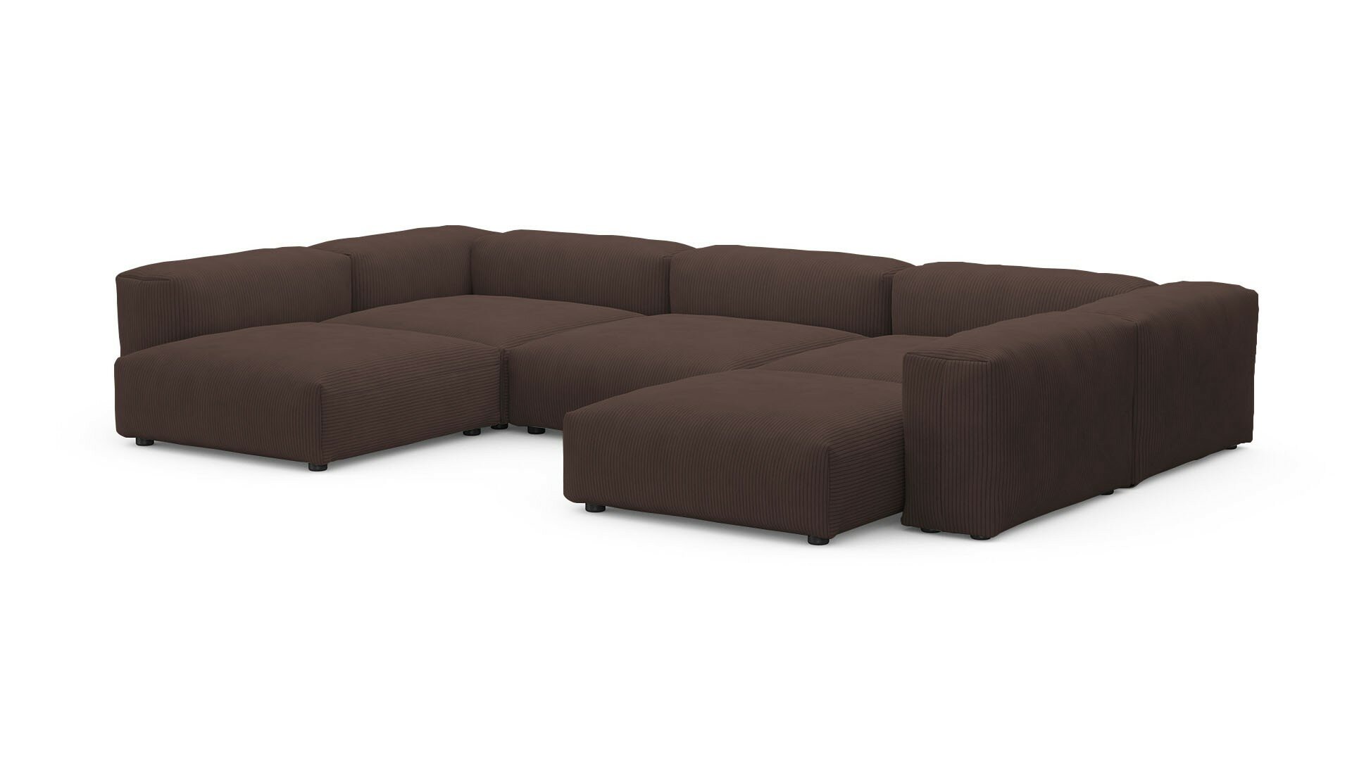 Диван Фиджи (П-образный) Cilium Chocolate NOW 378x242x62 см, коричневый Вельвет, нераскладной Дом мебели для вас