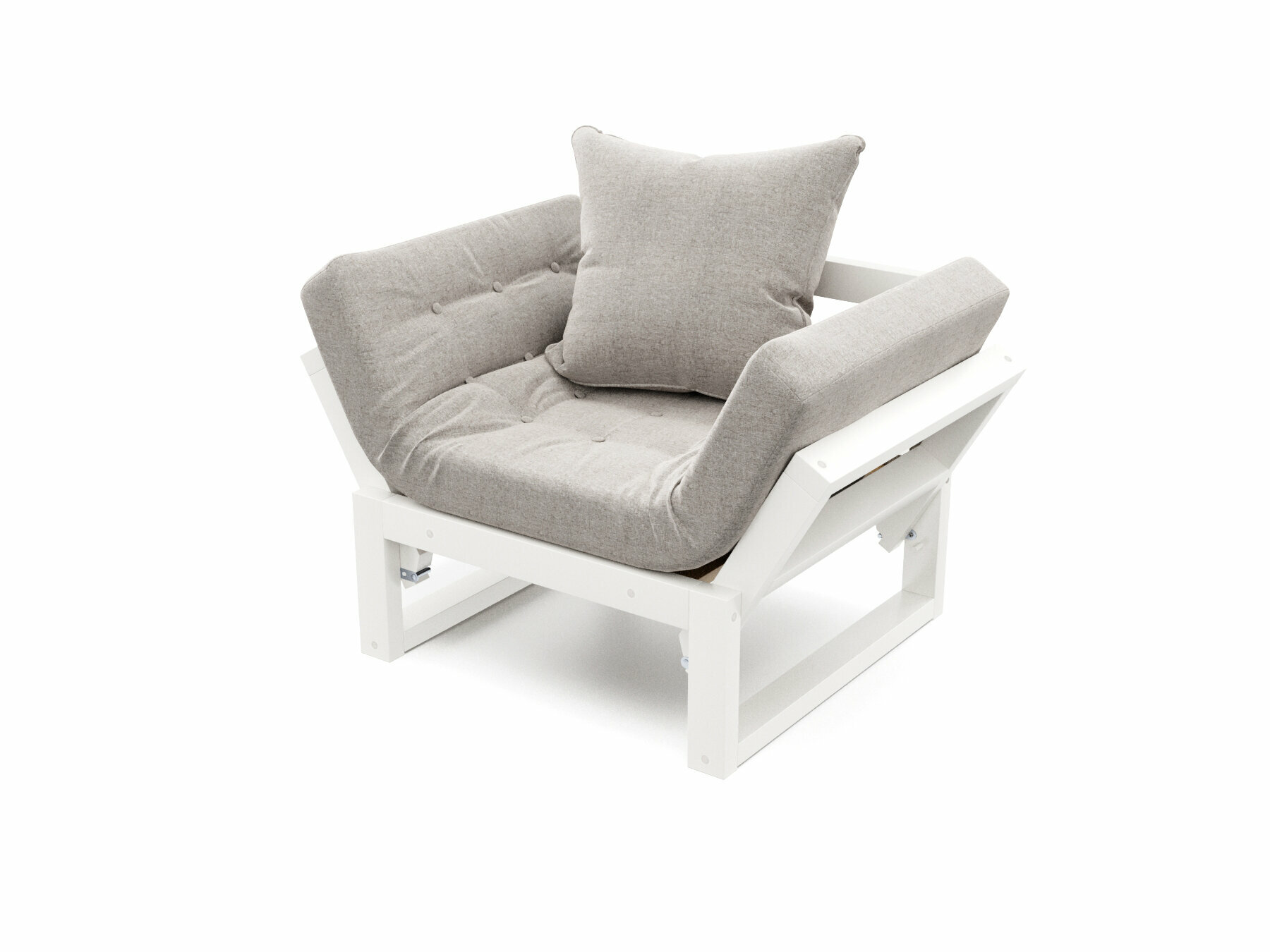 Садовое кресло Arsko Амбер-С, серое-белая эмаль, рогожка, деревянное, мягкое, для дачи, на веранду, в террасу, для бани