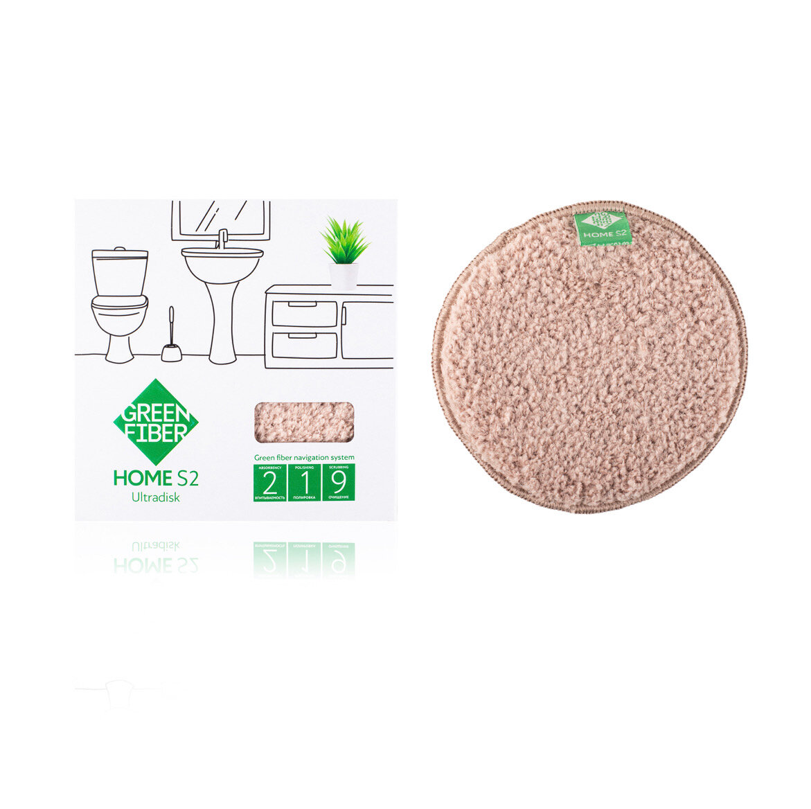 Диск Инволвер Green Fiber HOME S2, бежевый GREEN FIBER Размеры: Ø12 см Цвет: Бежевый. Для сильных загрязнений! GreenWay