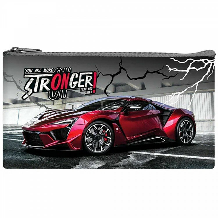 Пенал-косметичка 1 отделение плоский (Оникс) ПМП 01-20 Красное авто 205х108мм мягкий