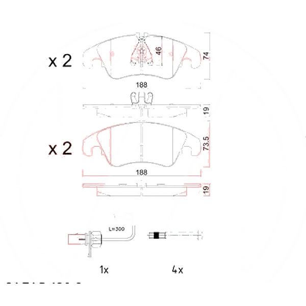 ZIMMERMANN 24743.190.2 (4G0698151 / 4G0698151D / 8K0698151C) колодки дисковые перед. 188x74x19 \ Audi (Ауди) a6 / quattro / a7
