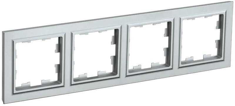 Рамка пластик 4 поста IEK BRITE BR-M42-K47 РУ-4-БрА алюминий