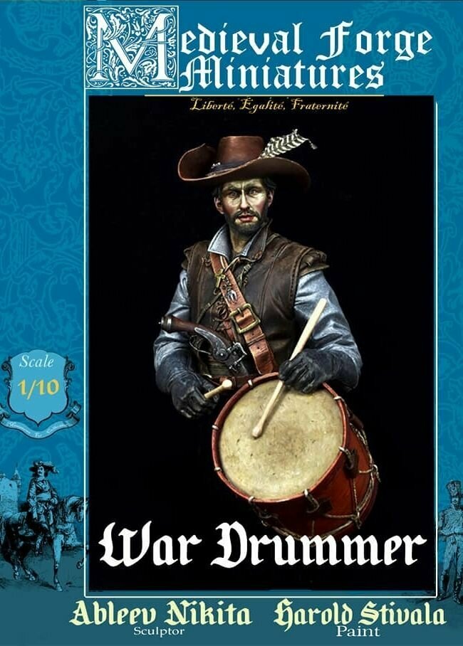 А-013 Барабанщик бюст масштаб 1/10 Medieval Forge Miniatures