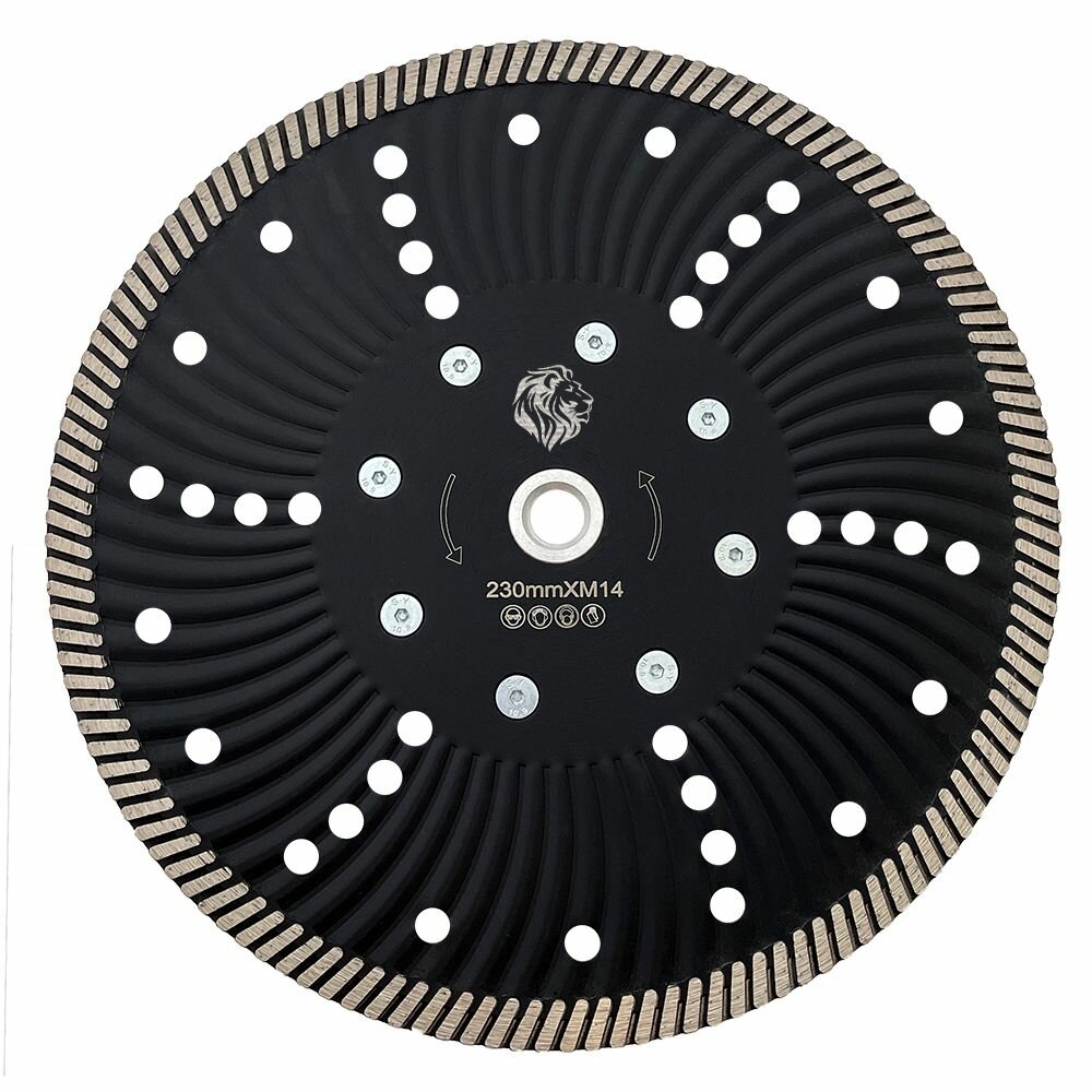 Диск алмазный для резки гранита KING Турбо с волнистым корпусом 230 мм, фланец М14