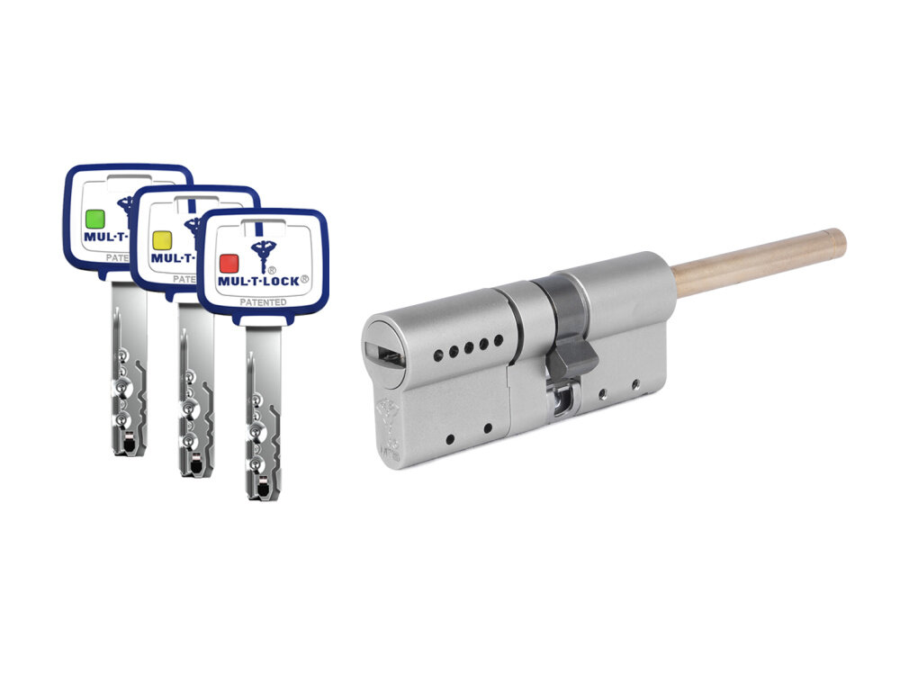 Цилиндр Mul-t-Lock MTL800 Светофор ключ-шток 86мм (размер 55х31Ш мм) - Никель, Флажок