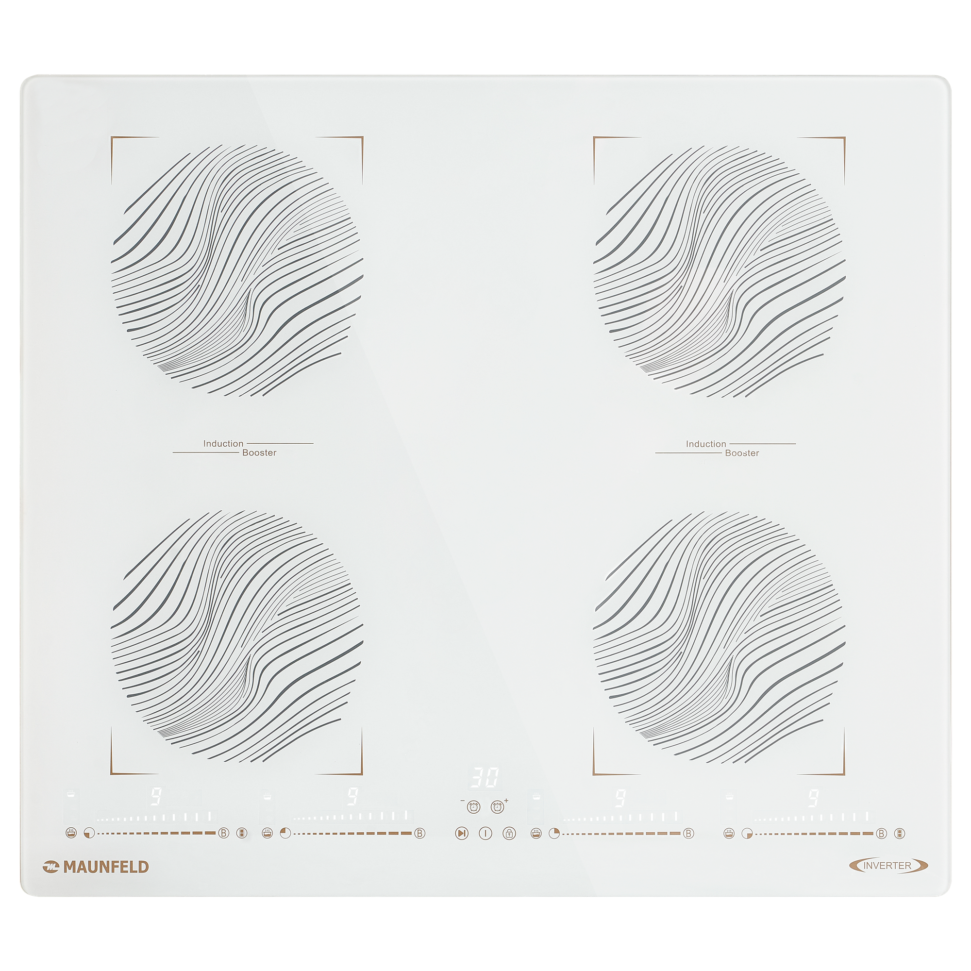 Индукционная варочная панель с объединением зон Bridge Induction MAUNFELD CVI594SB2WHF Inverter