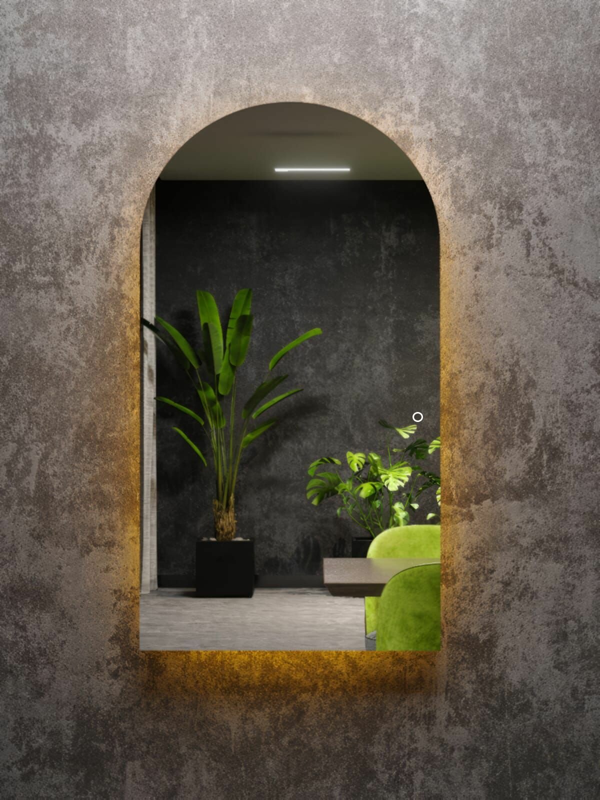 Зеркало настенное арка в полный рост с подсветкой 60х115см теплый свет