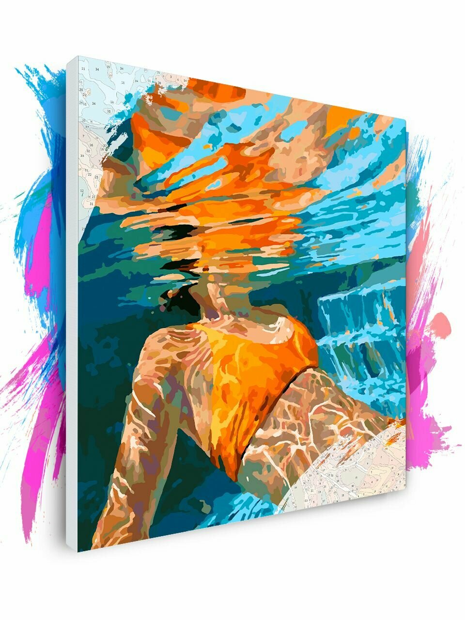 Картина по номерам на холсте Девушка в бассейне, 40 х 40 см