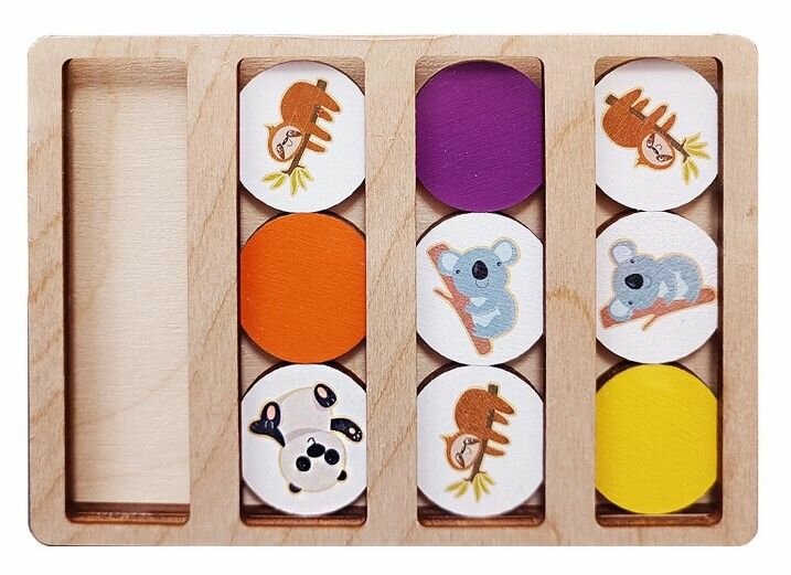 Развивающая деревянная игра "Колбочки", рамка-вкладыш для детей, развиваем моторику, логику, усидчивость и внимание, готовимся к школе, учим животных и цвета