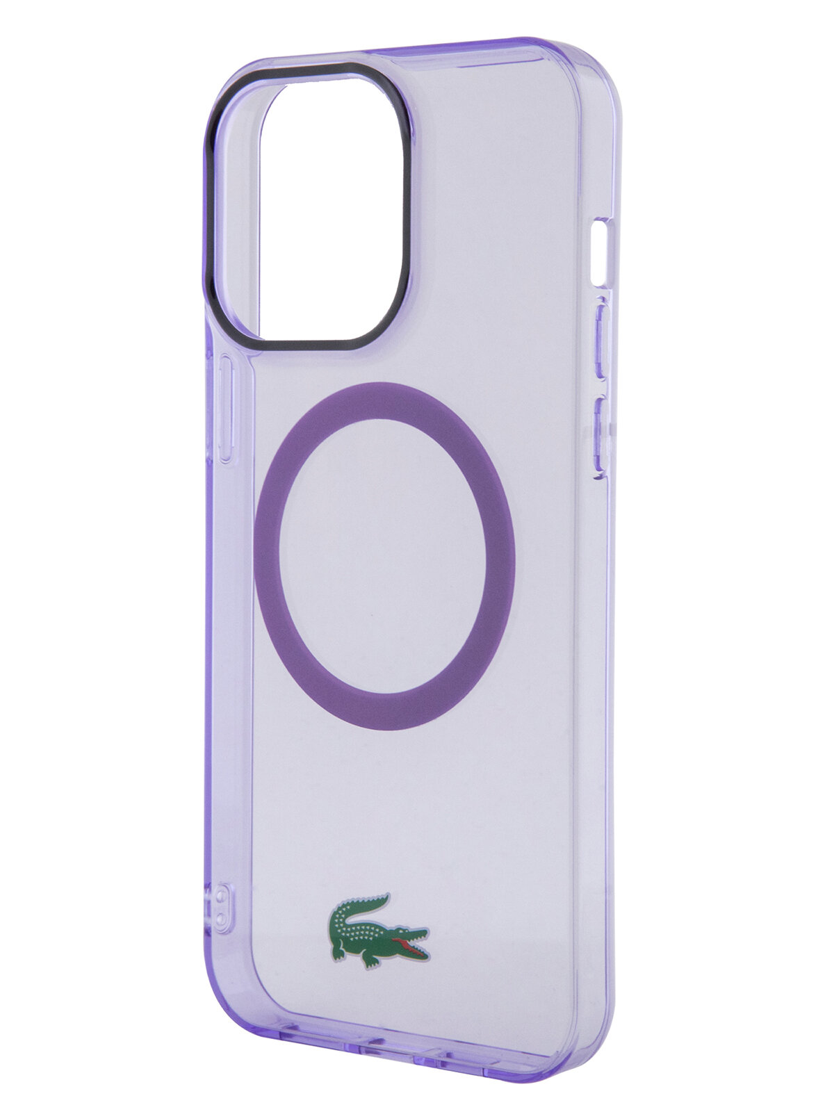 Lacoste для iPhone 15 Pro Max чехол PC/TPU Croc logo Hard Transparent Parme (MagSafe)