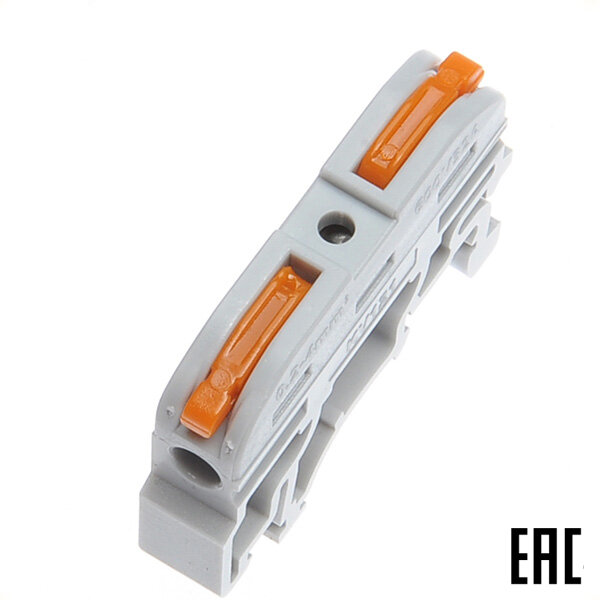 Зажим 18-121 безвинтовой 1 пара х(0,08-4,0)кв. мм проходной на DIN-рейку серый (24 шт. в комплекте)