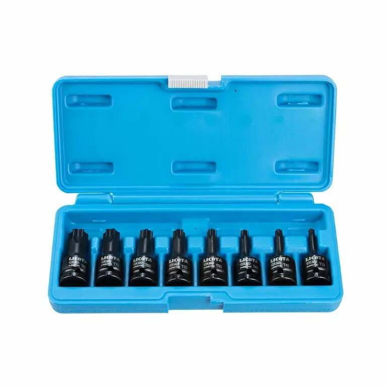 Набор TORX ударных головок в кейсе 1/2" 8 предметов, длина 60 мм Licota ASA-40002S
