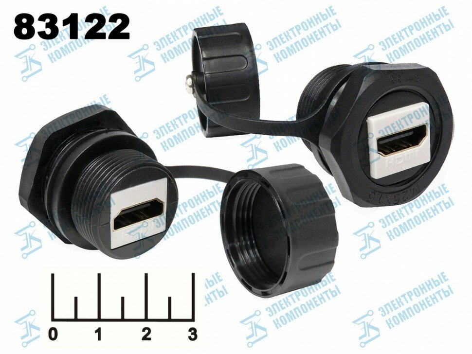 Переходник HDMI 2 гнезда с крышкой в панель влагозащищенный M25HDMIZ0-2.0G