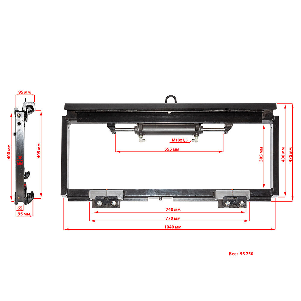 Каретка бокового смещения (сайдшифт) 2Ах1040мм, 2,5т (Heli)
