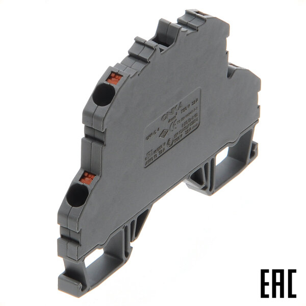 Клемма OPK-C 4 1792 двухуровневая пружинная серая 4мм2 32А 750В ширина 6,7мм ONKA (3 шт. в комплекте)