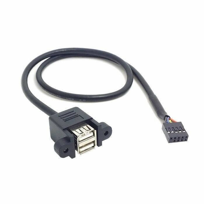 USB 2.0 (x2) - 9pin кабель внутренний встраиваемый 30 см совмещённые гнёзда