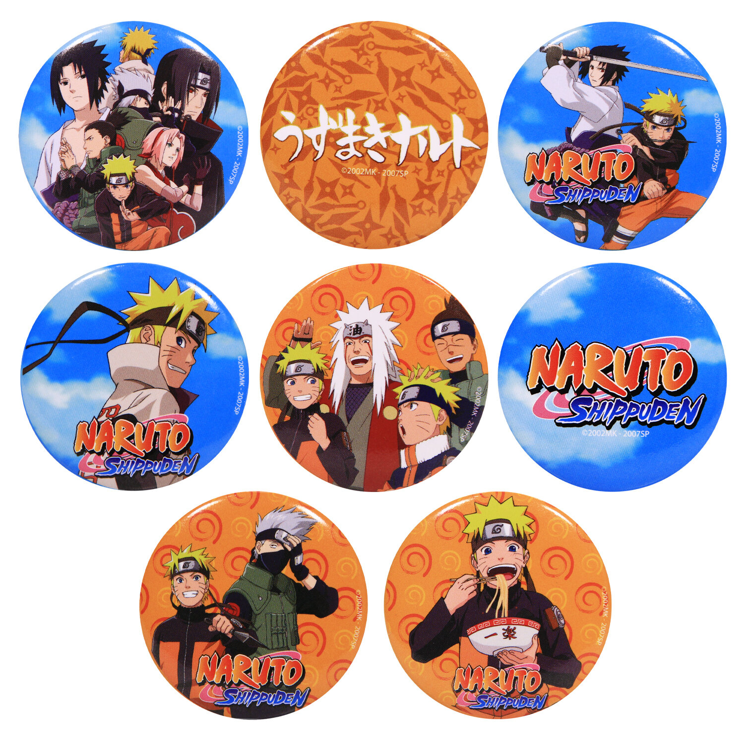 Набор значков Artplays Naruto V3, белый, пластик, 3.8см, 8шт.