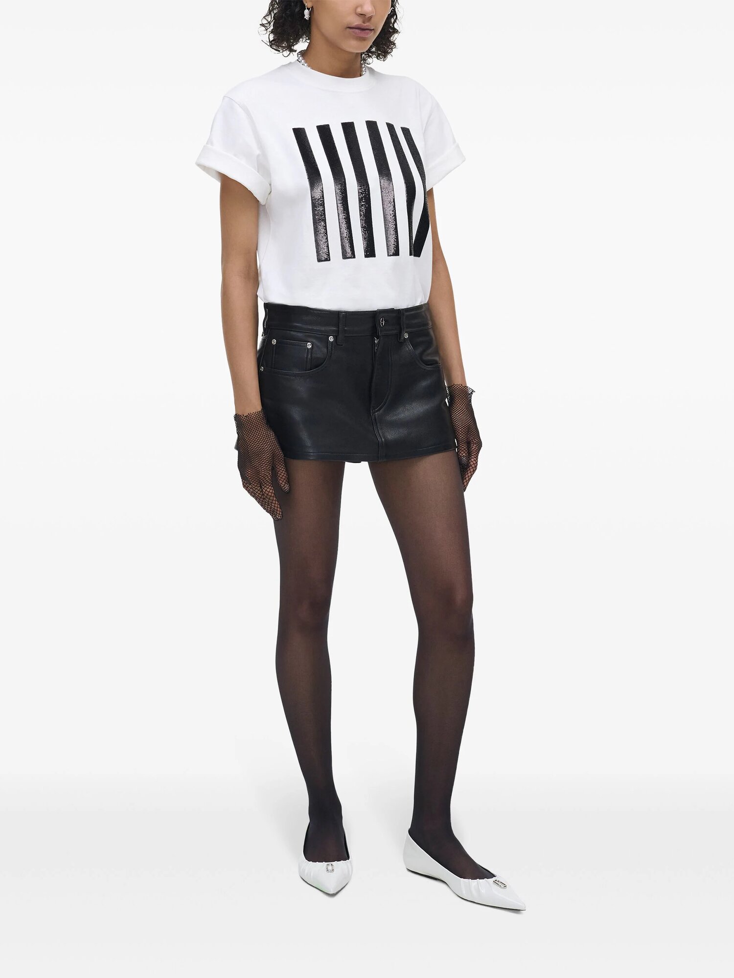Футболка MARC JACOBS The Stripe Box Tee, размер 40, бежевый/белый — фото 1
