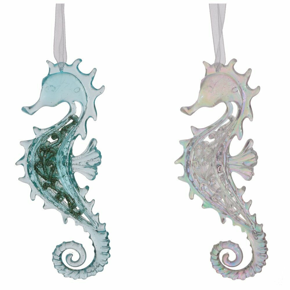 Елочная игрушка Морской конек, 6х2х14 см, голубой KSM-812512голубой