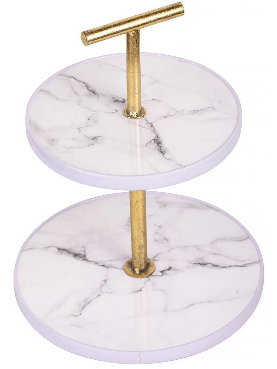 Блюдо двухъярусное Glasar 25х25х33 см, железо и мдф