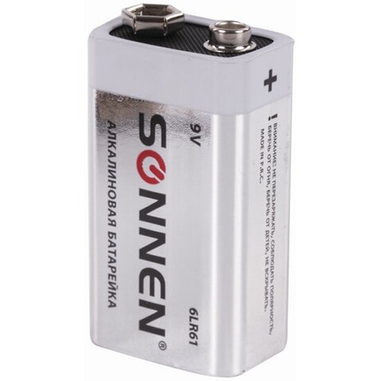Батарейка Sonnen Alkaline, Крона (6LR61, 6LF22, 1604A) бл 1 шт, 451092