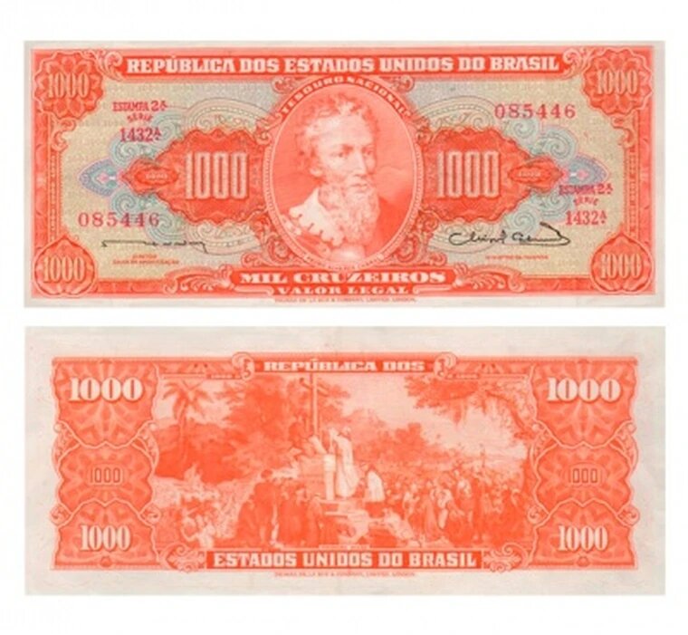 1000 крузейро 1963 Республика Бразилия, сувенирная копия, банкноты и купюры редкие коллекционные