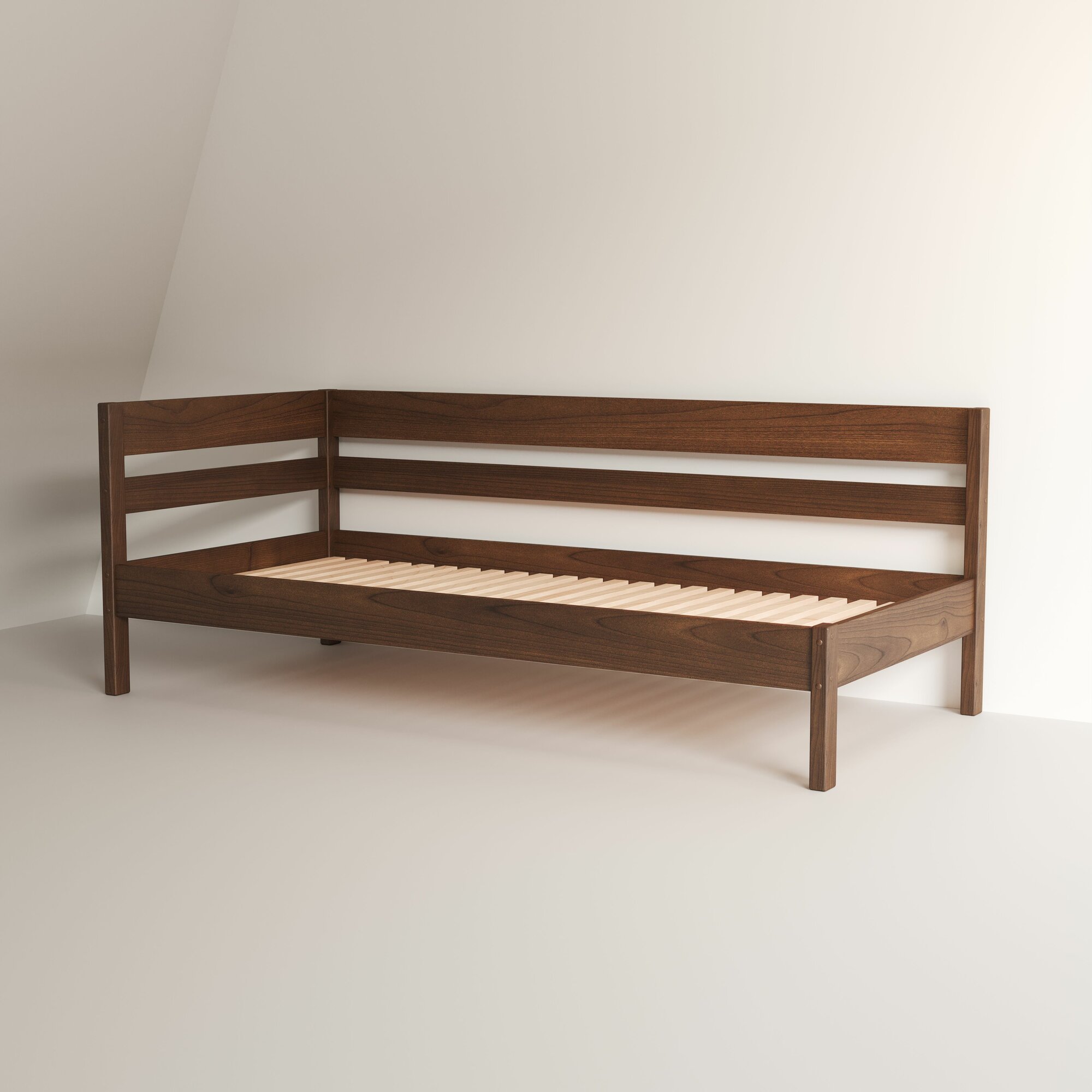 Кровать односпальная, 80х200 см, Hansales, деревянная, из цельного массива березы, с дополнительной спинкой слева, цвет дуб