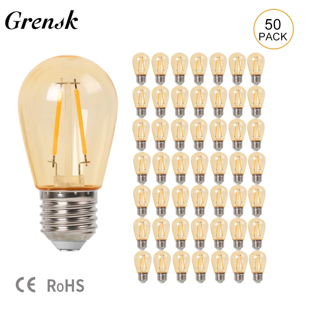 Светодиодные лампы Grensk S14 E27 1Вт 2Вт теплый белый 50pcs S14 2W