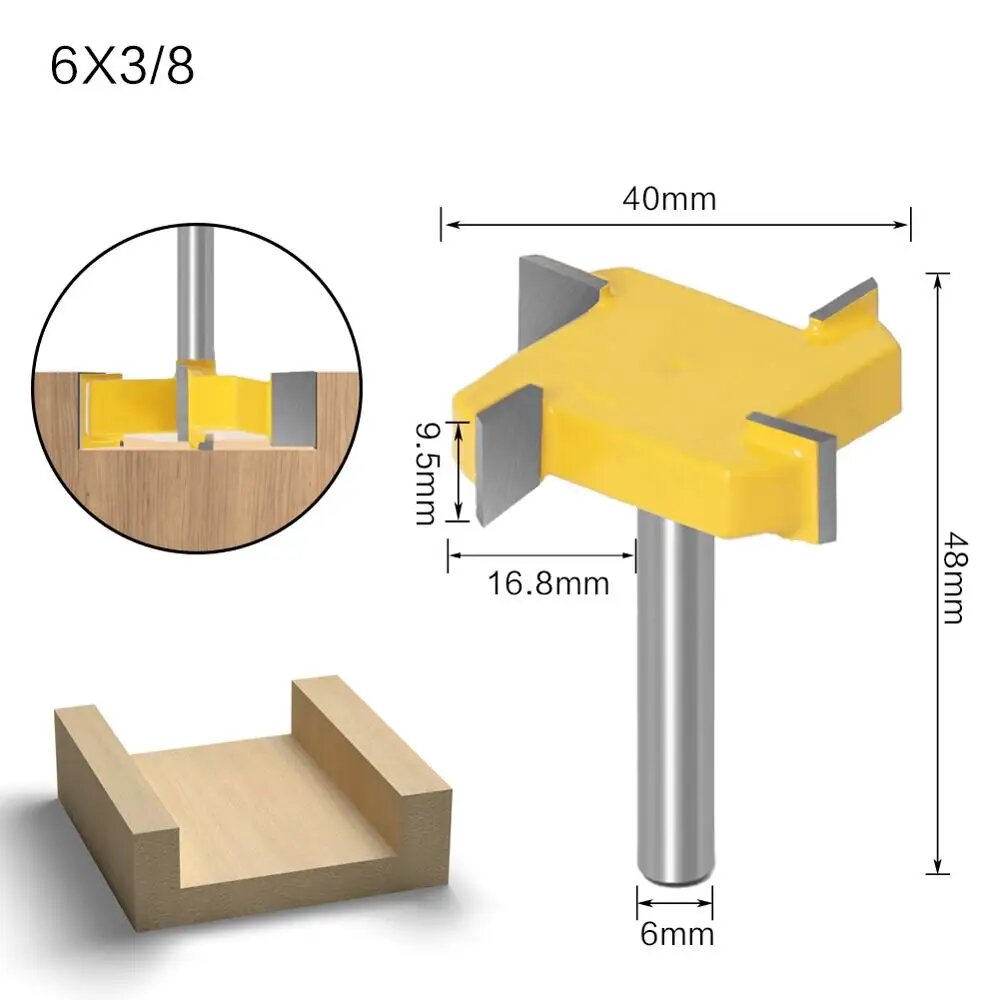 Фреза для дерева JGZUI 6 мм, сплав вольфрама и кобальта 6x9.5mm