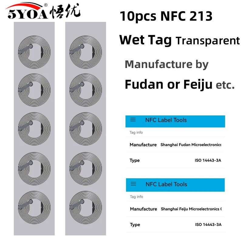 NFC-теги 5YOA Ntag213/Ntag215/Ntag216 для телефонов 10pcs Wet G213