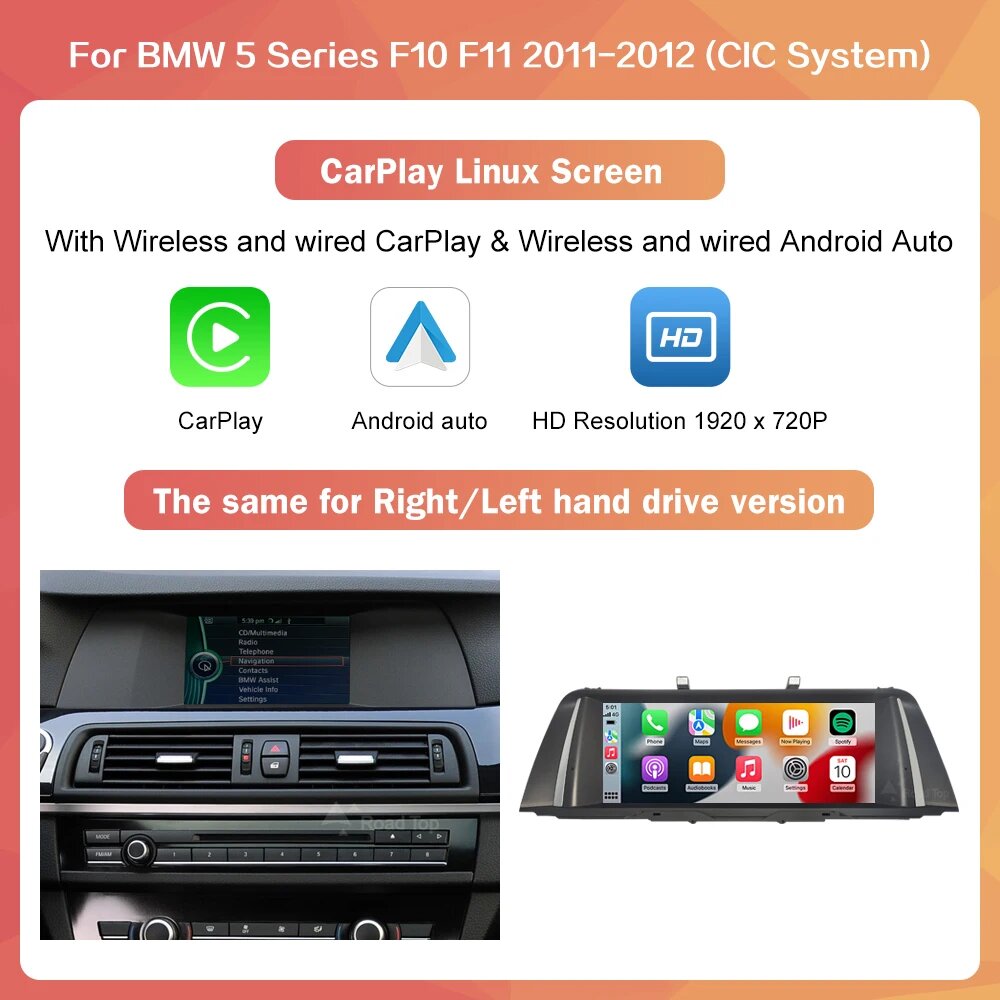 Беспроводной автомобильный радиоприемник CarPlay Android Auto, мультимедийный плеер, 10.25 inch CIC