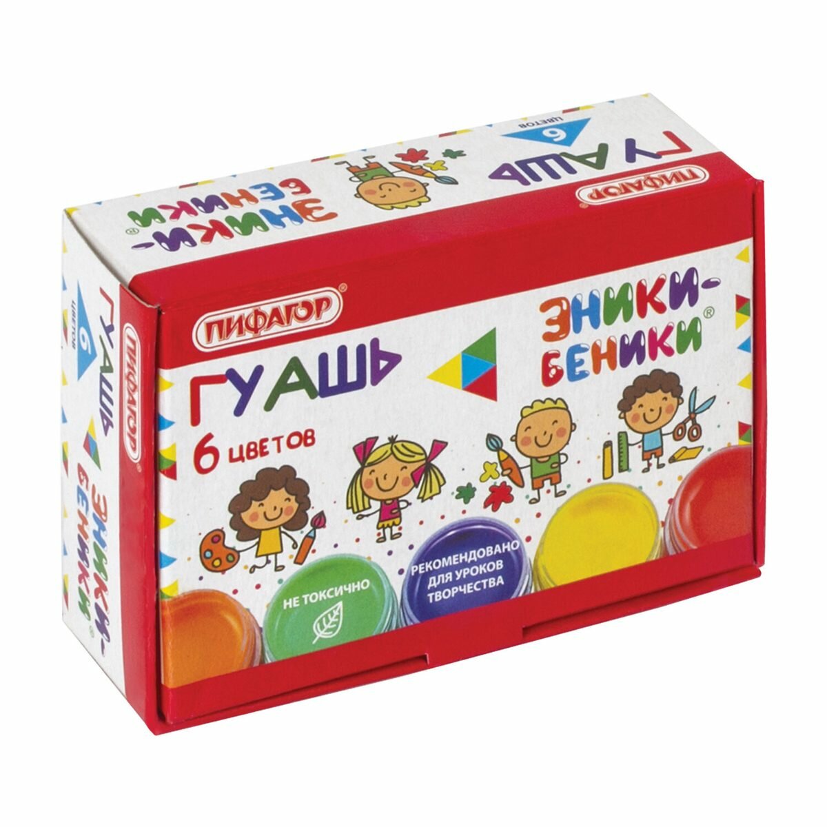 Гуашь 6 цветов Пифагор "Эники-Беники" (по 10мл) картон (191329), 48 уп.