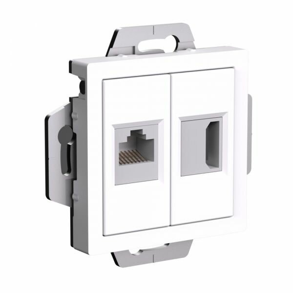 1 шт. Systeme Electric AtlasDesign Белый Розетка двойная HDMI+RJ45, кат.5Е, механизм, ATN000182