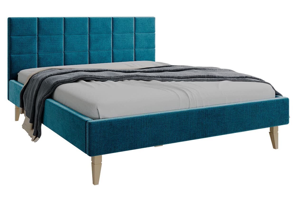 Кровать Габи, 2.1м, ткань Рогожка с матрасом 1600 х 2000, цвет Бирюзовый