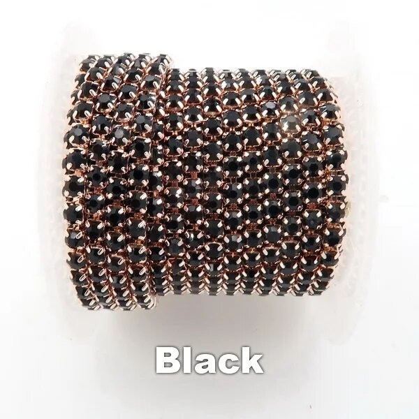 Черная стразовая цепочка SS10 2.8mm 2yards