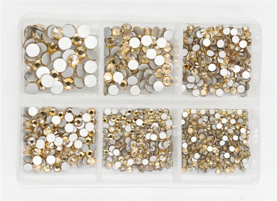 Стразы для ногтей Nailsworld, 1200 шт, Gold Champagne