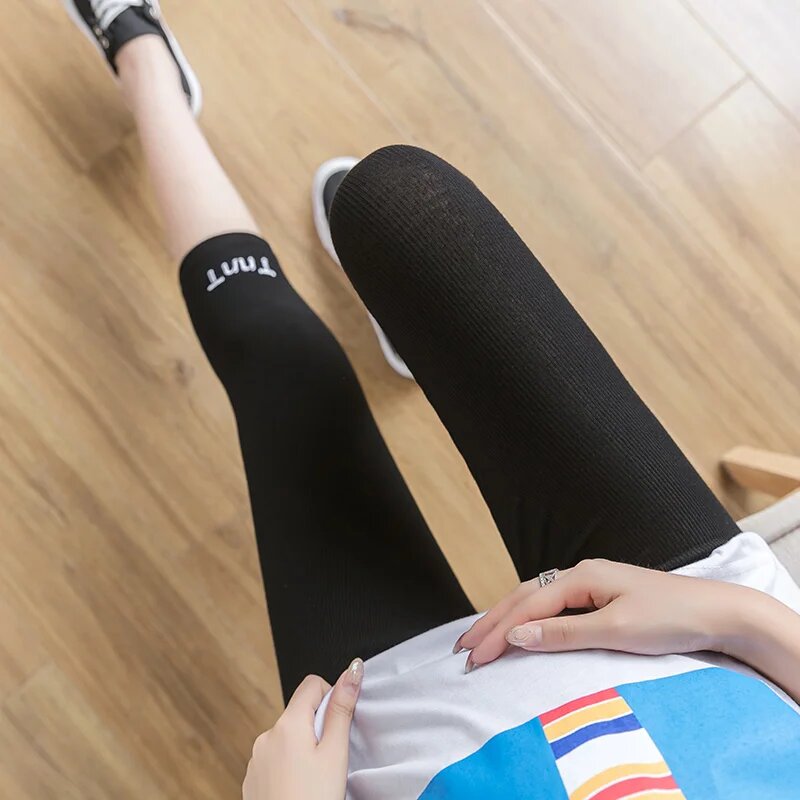 Капри 3/4 из чистого трикотажа из хлопка, однотонная одежда для беременных, объявление о леггинсах для беременных, летняя одежда 3307