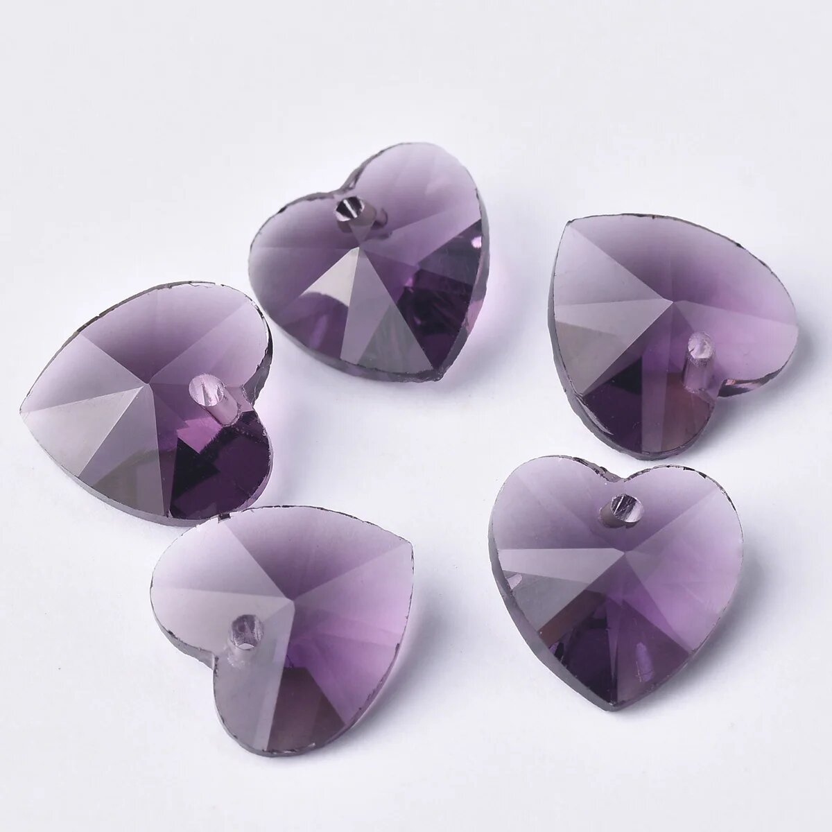 Бусины сердцевидные стеклянные 10 мм/14 мм Фиолетовый, 10mm, Bluish Violet