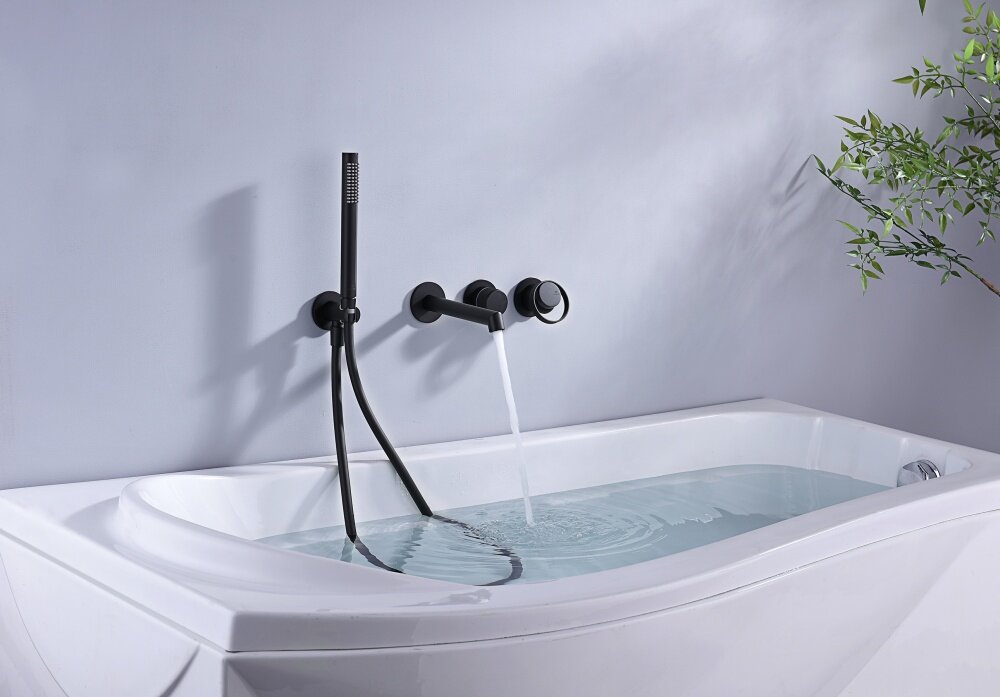 Встроенный смеситель для ванны из латуни Ganzer GZ19134-C черный