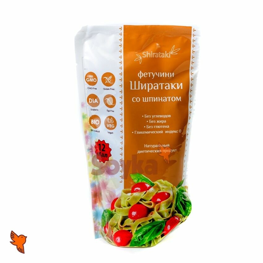 Ширатаки фетучини со шпинатом бескалорийные Shirataki, 340г