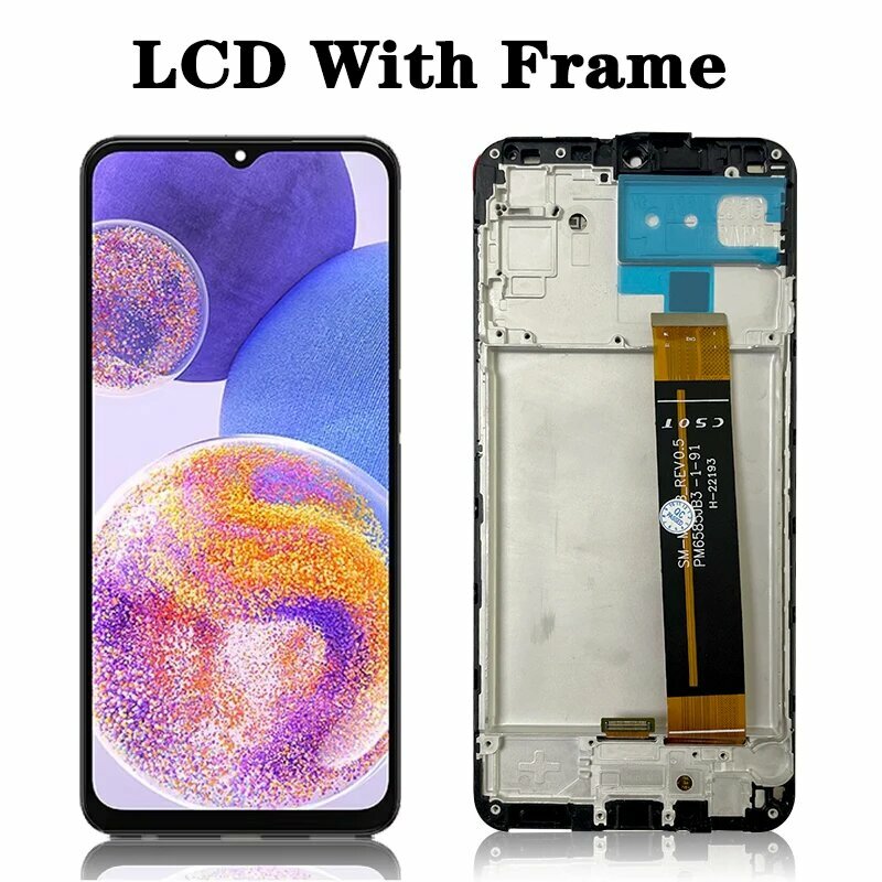 ЖК-дисплей в сборе Samsung A23 (SM-A235F/DS) черный с рамкой