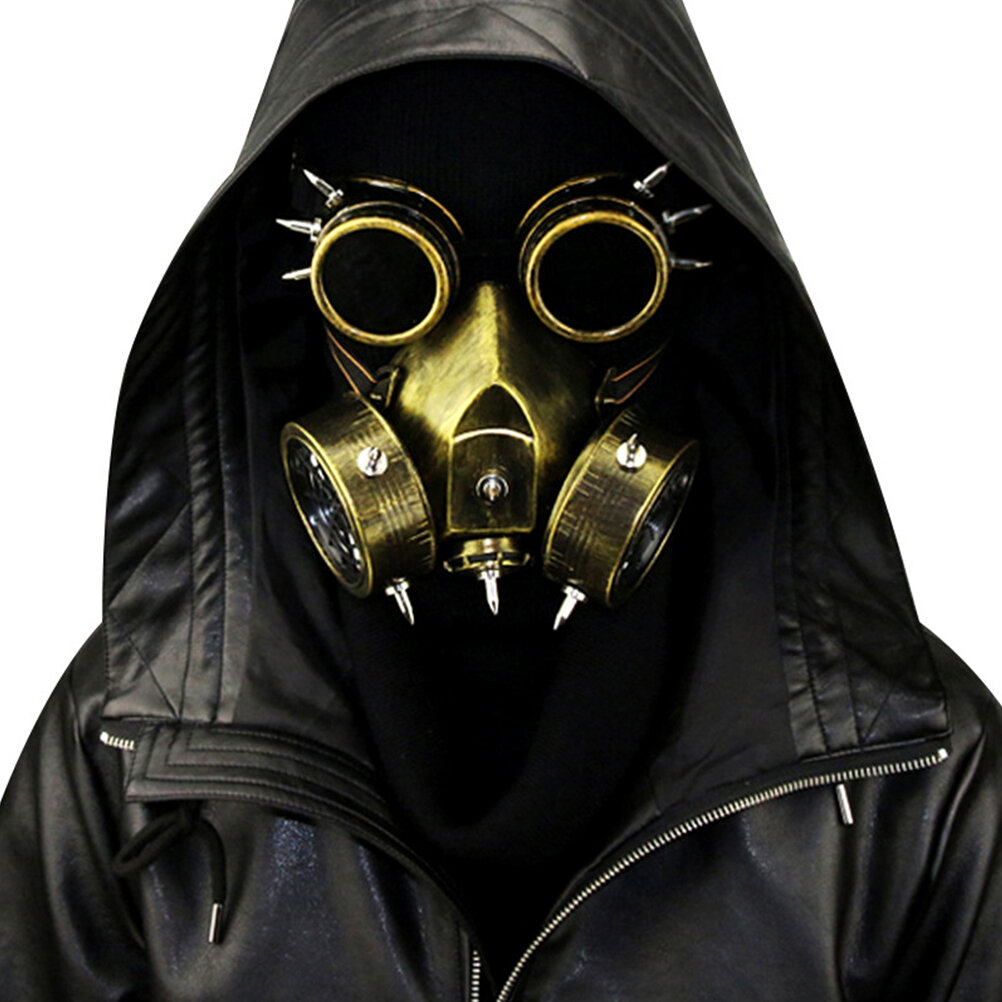 Steampunk Gas Mask Goggles Spikes Skeleton Warrior Death Mask Masquerade Cosplay Halloween Costume Props