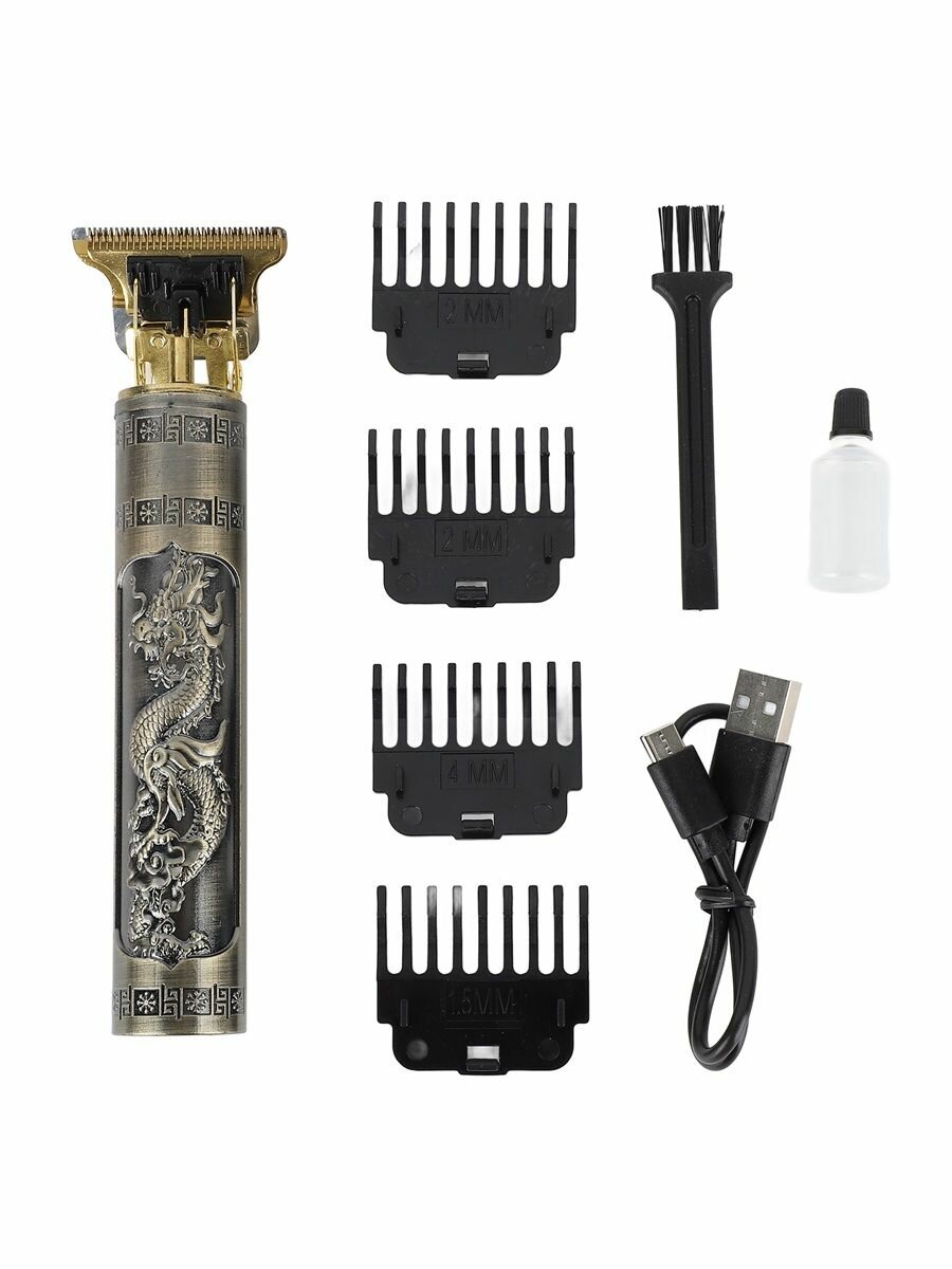 Беспроводная электрическая машинка для стрижки волос типа R с регулируемой длиной, 4 направляющих расчески, дизайн в виде дракона, беспроводной триммер для волос для мужчин и женщин